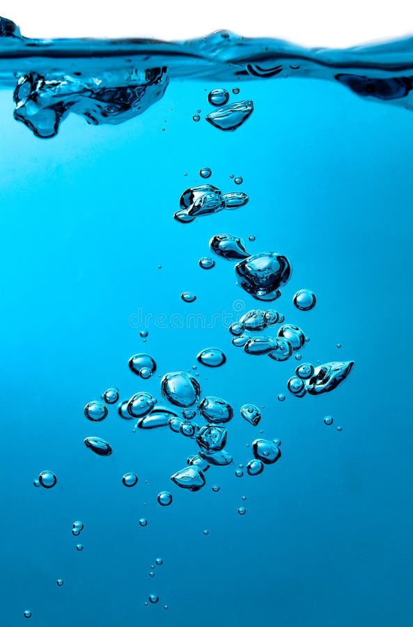 Pouring Made a Splash of Blue Waves Under the Water and Bubbles Flowing ...