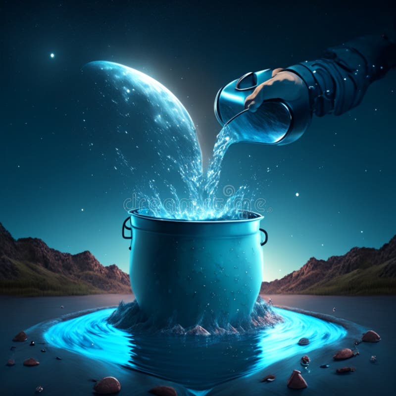 Pouring Magic Potion in Cauldron, 3d Rendering. Computer Digital ...