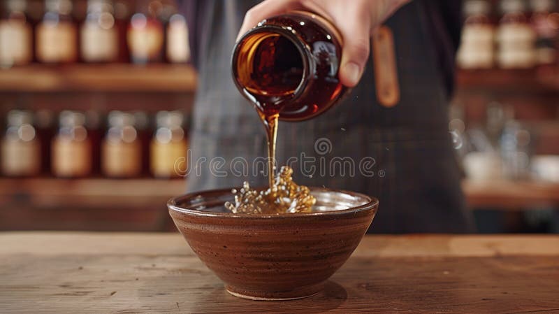 Pouring Liquid into a Brown Bowl Stock Illustration - Illustration of ...