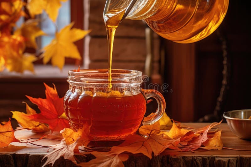 Pouring Maple Syrup into a Glass Jar Stock Illustration - Illustration ...