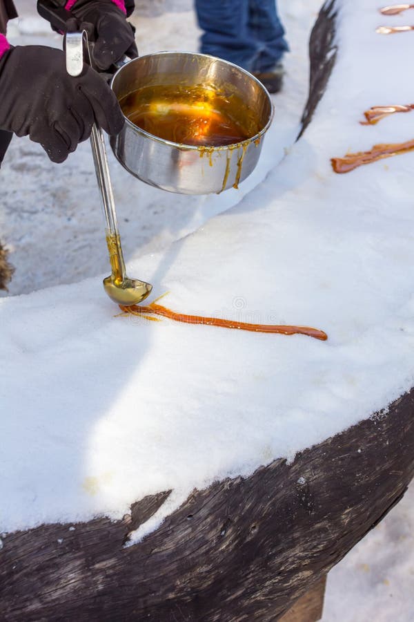 Pouring Maple Syrup on Snow Making Maple Taffy Stock Photo - Image of ...