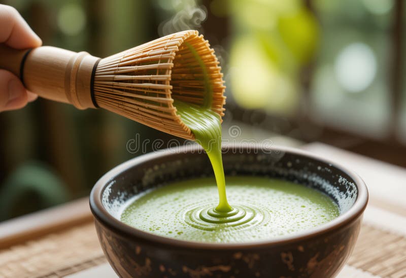 Pouring Matcha Tea into a Bowl. Japanese Tea Ceremony Stock ...