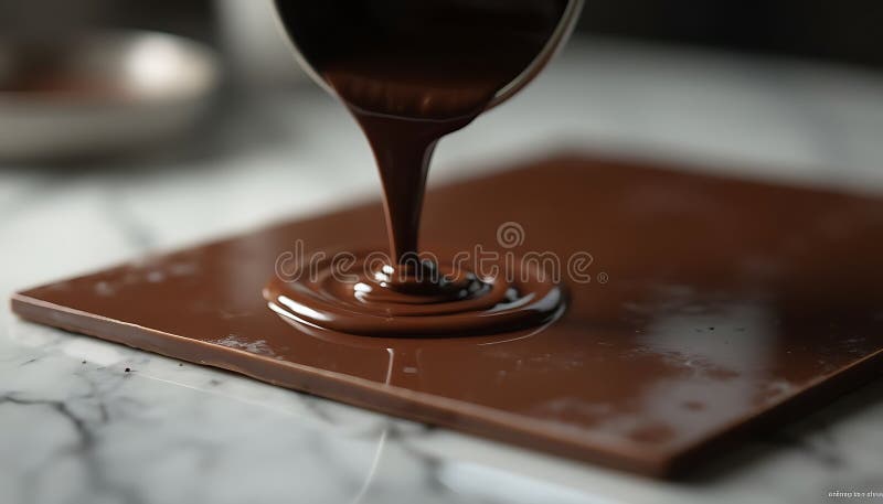 Pouring Melted Chocolate on Marble Surface for Tempering and ...