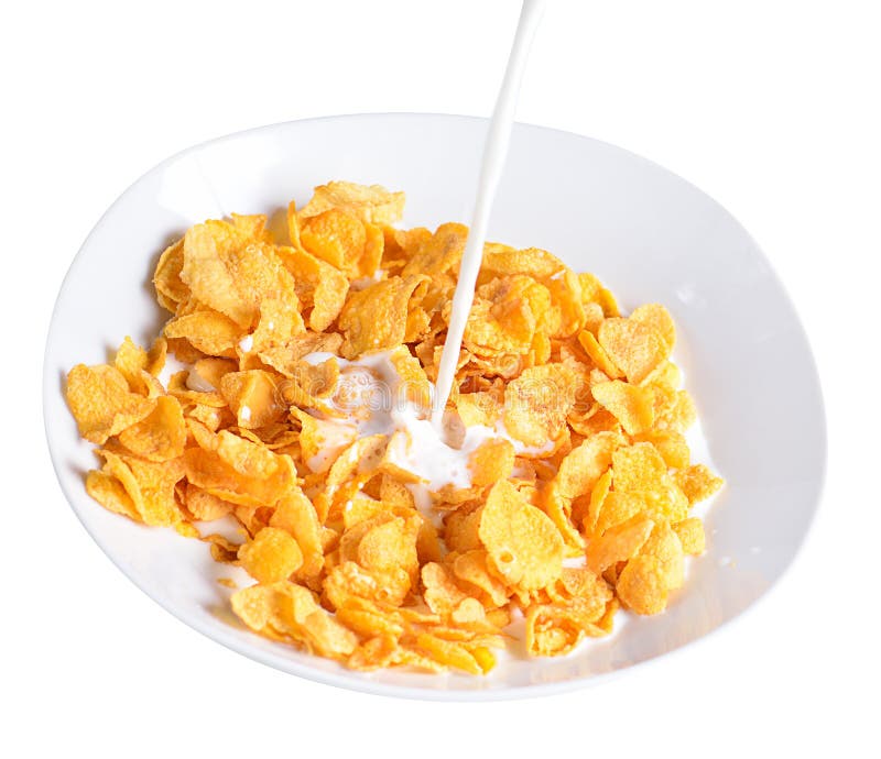 Pouring Milk into Bowl of Corn Flakes Stock Image - Image of drop, corn ...