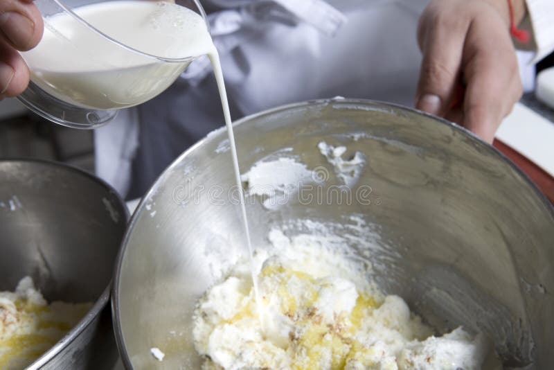 Pouring milk in pastry stock image. Image of motion, photograph - 13094153