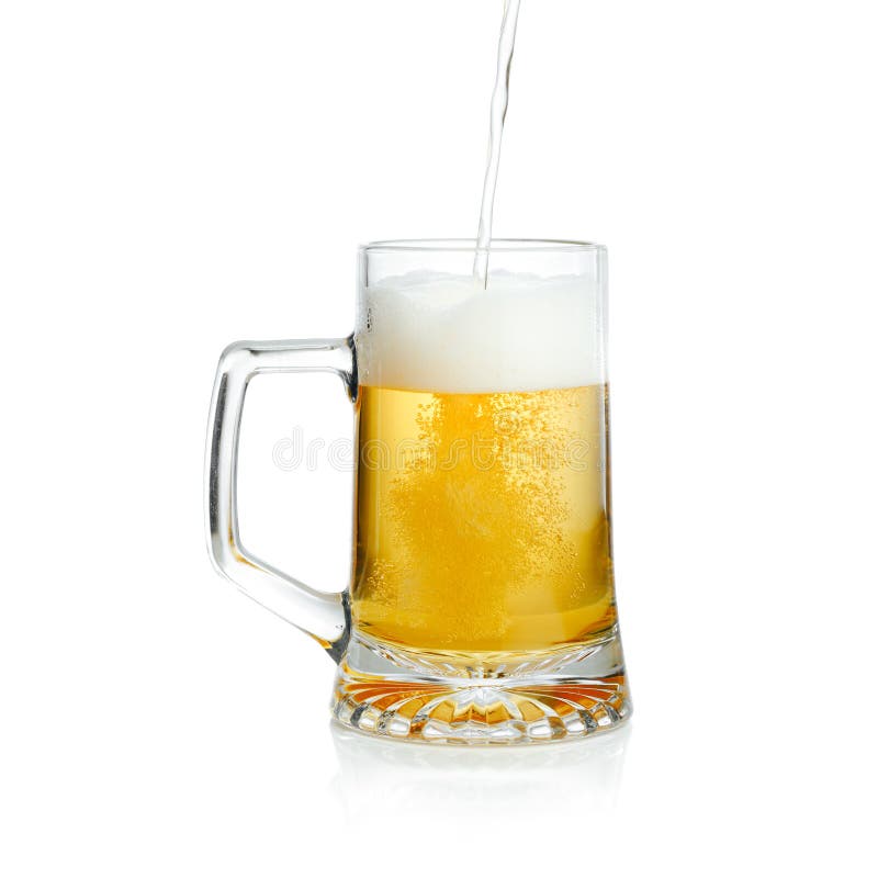 Pouring a Mug with Fresh Draft Beer, Isolated on White Stock Image ...