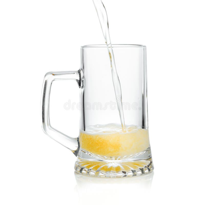 Pouring a Mug with Fresh Draft Beer, Isolated on White Stock Image ...