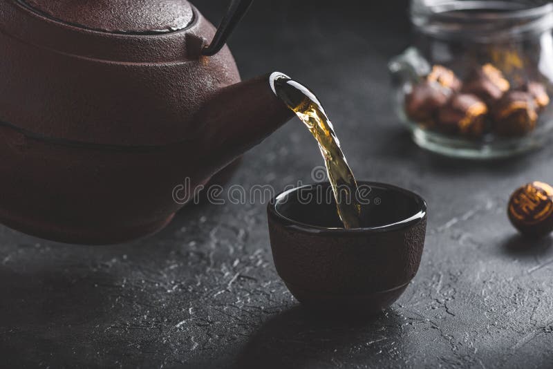 Pouring Ready Red Tea into Tea Bowl Stock Photo - Image of steeping ...