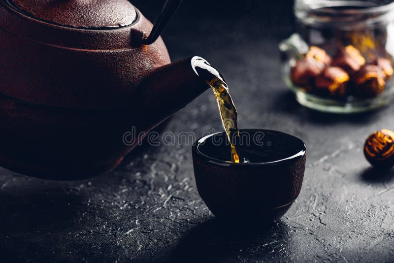 Pouring Ready Red Tea into Tea Bowl Stock Image - Image of chai ...