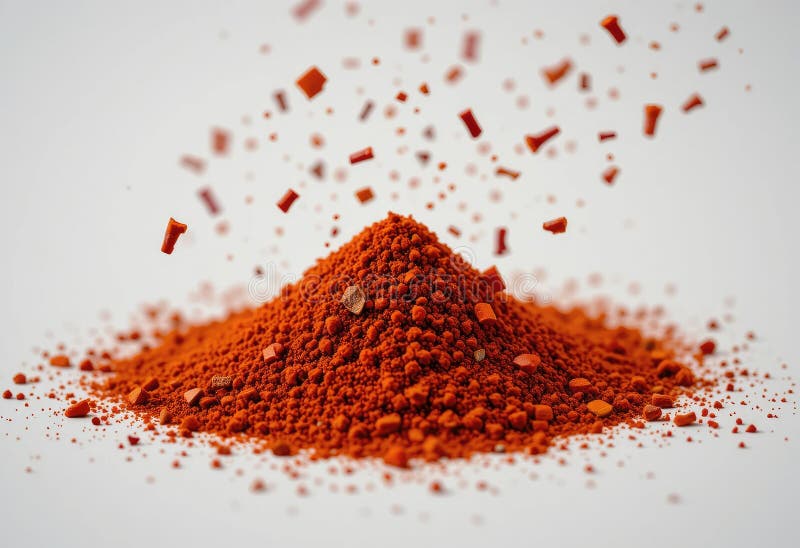 Pouring Red Chili Powder with Detailed Texture on White Background ...