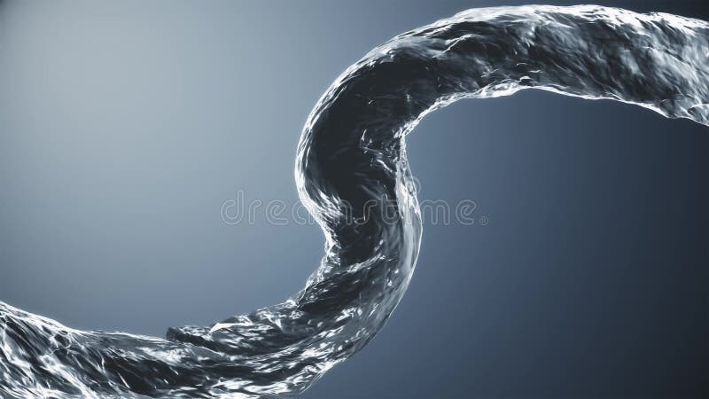 Pouring Surreal Curved Water Column Stream Digital Simulation Slow ...