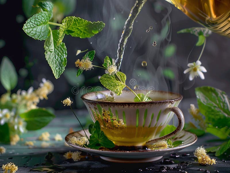 Pouring tea into cup stock illustration. Illustration of aromatic ...