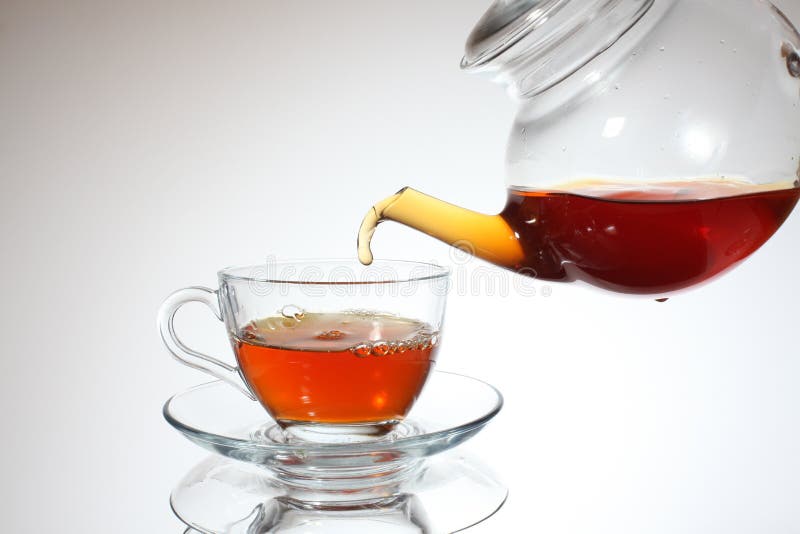 Pouring tea to a teacup stock image. Image of pouring - 156182833