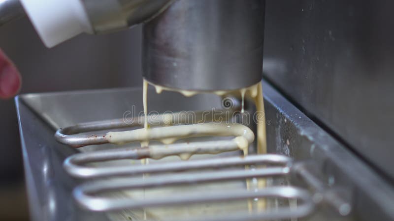 Pouring Ice Cream Machine - Freezer, Closeup View in the Kitchen Stock ...