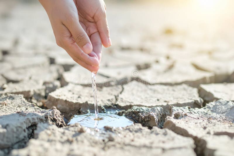Pouring Water on Arid and Sterile Ground Stock Illustration - Illustration of texture, surface ...