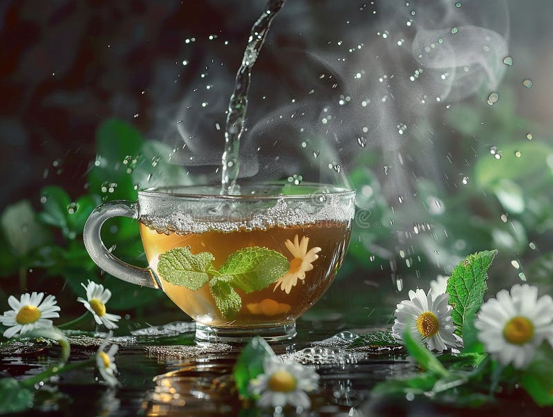 Pouring Water into Cup of Tea Stock Illustration - Illustration of ...