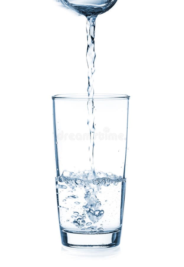 Pouring Water from Glass Pitcher. White Background Stock Image - Image ...