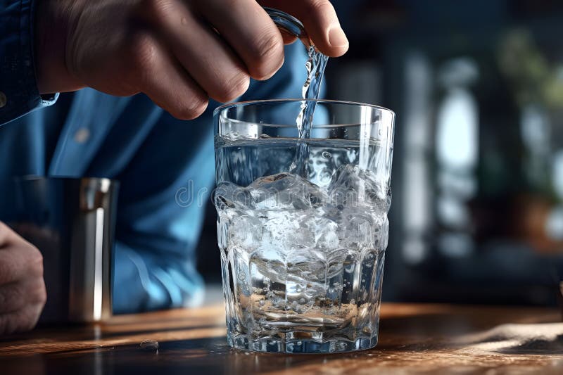 Pouring Water into Glass on Table - Ai Generated Stock Illustration ...