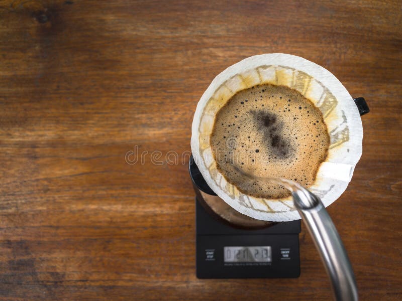 Hand Pouring Coffee, Coffee Brewing Method. Stock Image - Image of ...