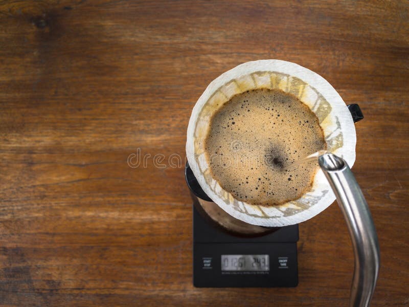 Hand Pouring Coffee, Coffee Brewing Method. Stock Image - Image of ...