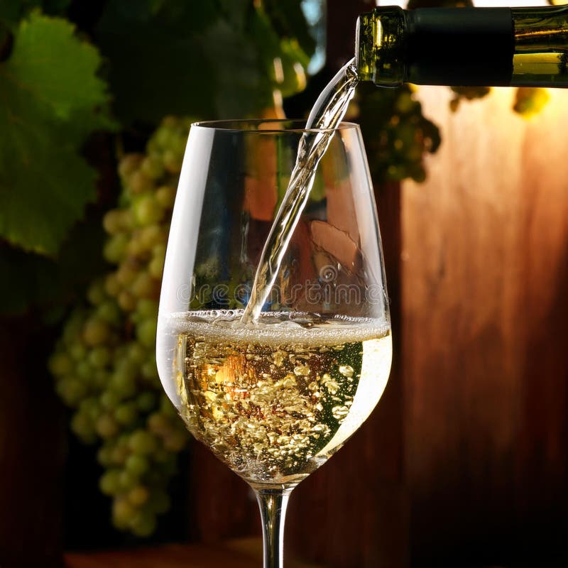 Pouring White Wine in a Glass, AI Generated Stock Illustration - Illustration of oxigen, white ...
