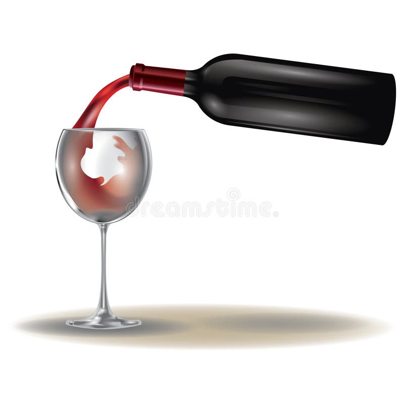 Pouring Wine into Wine Glass. Vector Illustration Decorative Design ...