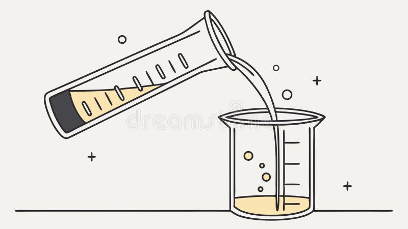 Pouring Yellow Liquid into Beaker Science Lab Experiment Vector, Vector ...