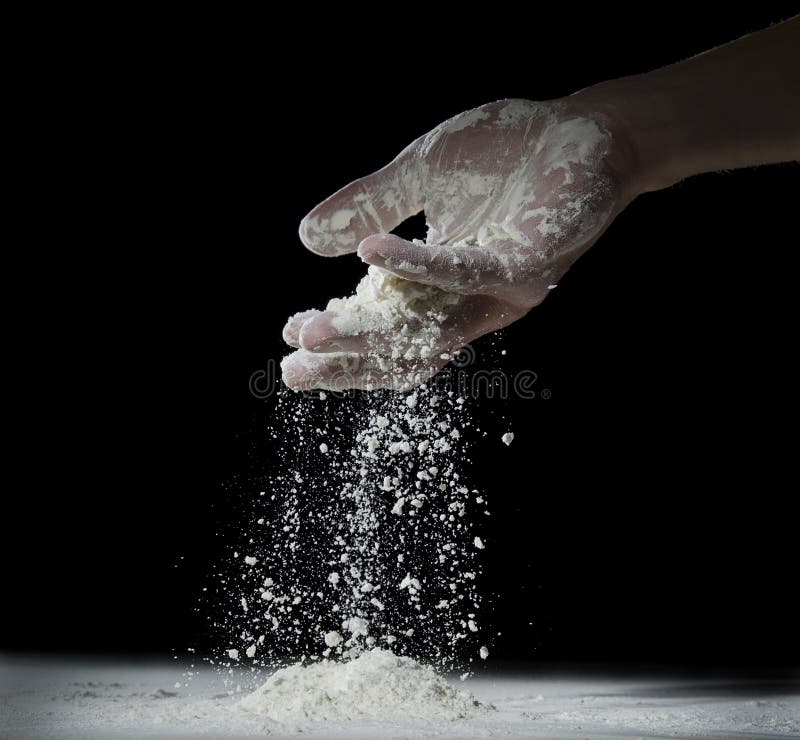 Pours the flour. stock photo. Image of pouring, baking - 50931630