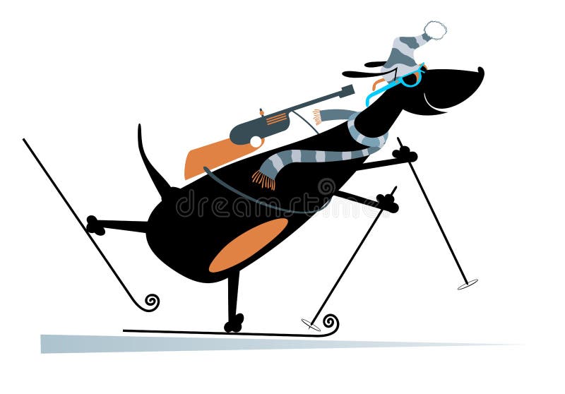 Poursuivez Un Concurrent De Biathlon Illustration de Vecteur ...