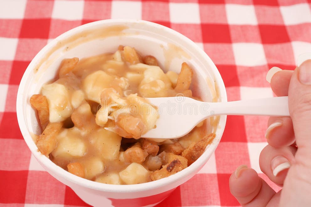 Poutine stock photo. Image of hand, cheese, lunch, container - 4490596