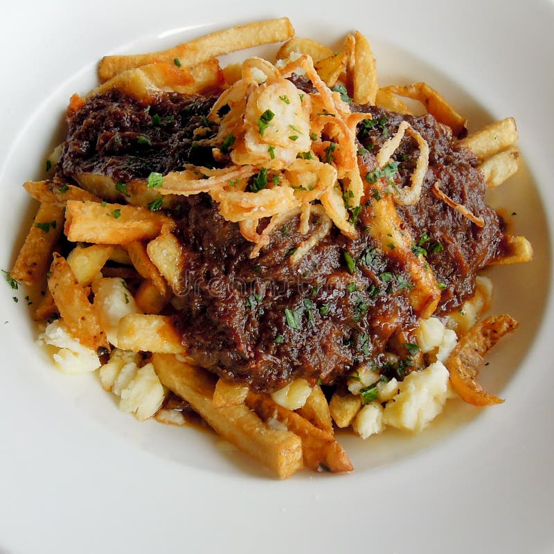 Poutine with braised ribs stock image. Image of delicious - 23597475