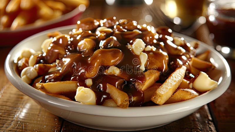 Poutine Canadian Dish with French Fries and Cheese Stock Photo - Image ...