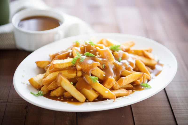 Poutine with Golden Fries and Rich Brown Gravy Stock Photo - Image of ...