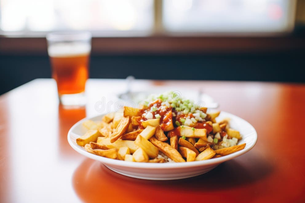 Poutine with a Side of Ketchup and Malt Vinegar Stock Image - Image of ...