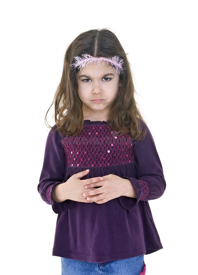 Pouting Child with Stuffed Animal in Hand Stock Image - Image of ...