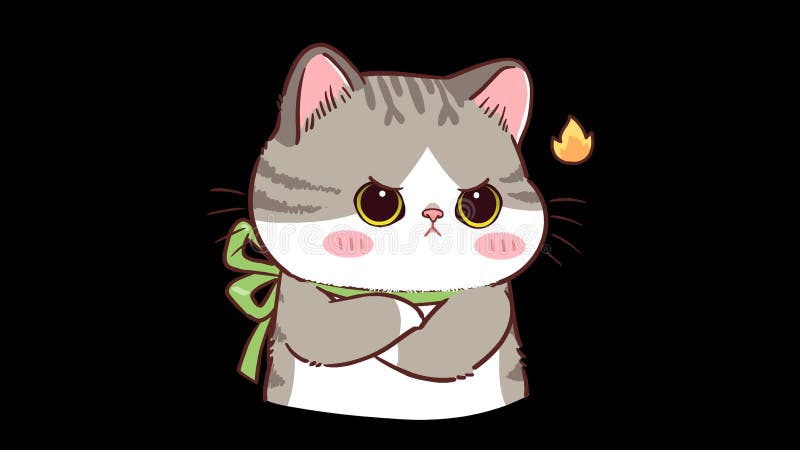 Pouting Grey Kitten Animation - for Easy Integration Stock Video ...