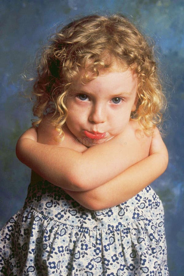 Pouting Little Girl stock image. Image of crossed, little - 12362163