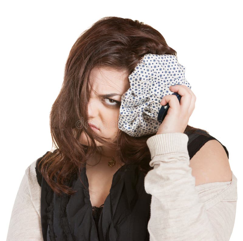 Angry Woman with Ice Pack stock image. Image of disapproving - 30306403