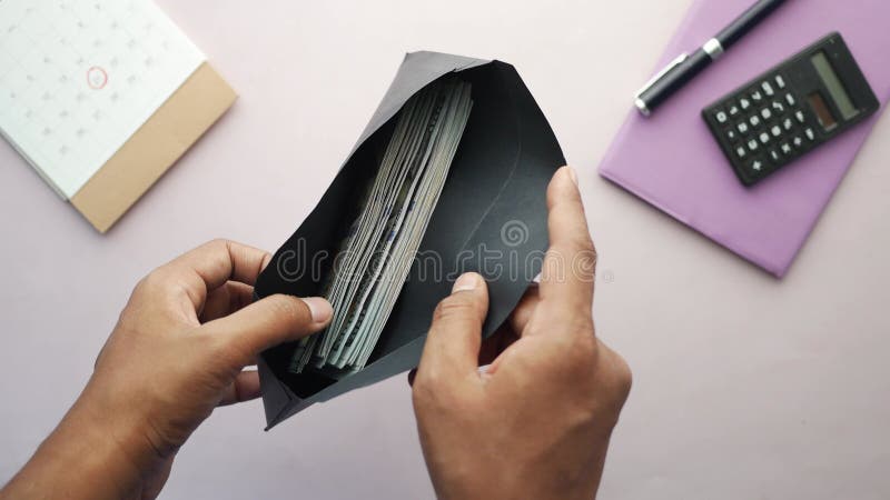 POV of Person Hand Counting Cash in a Envelope Stock Video - Video of ...