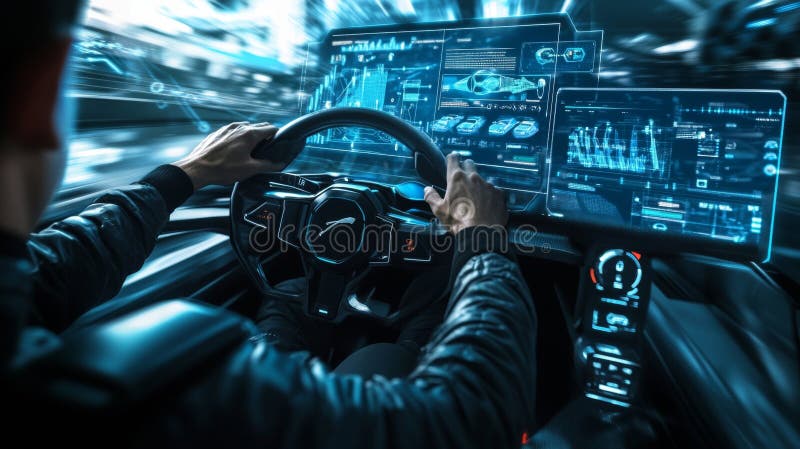 A POV Shot of a Driver S Hands Gripping the Steering Wheel, with the ...