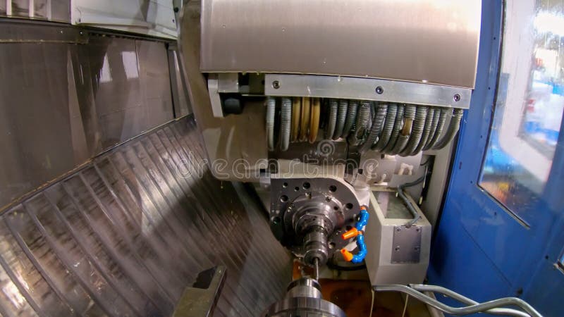 POV Shot Inside an Advanced Milling Machine during Machining Process ...