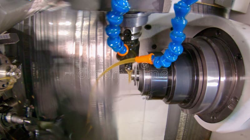 POV Shot Inside an Advanced Milling Machine during Machining Process ...