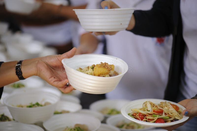 Poverty Concept Feeding Food for Beggar Stock Photo - Image of bowl ...