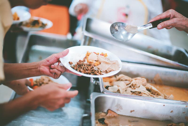Poverty Concept : Feeding Food To the Poor Stock Image - Image of lunch ...