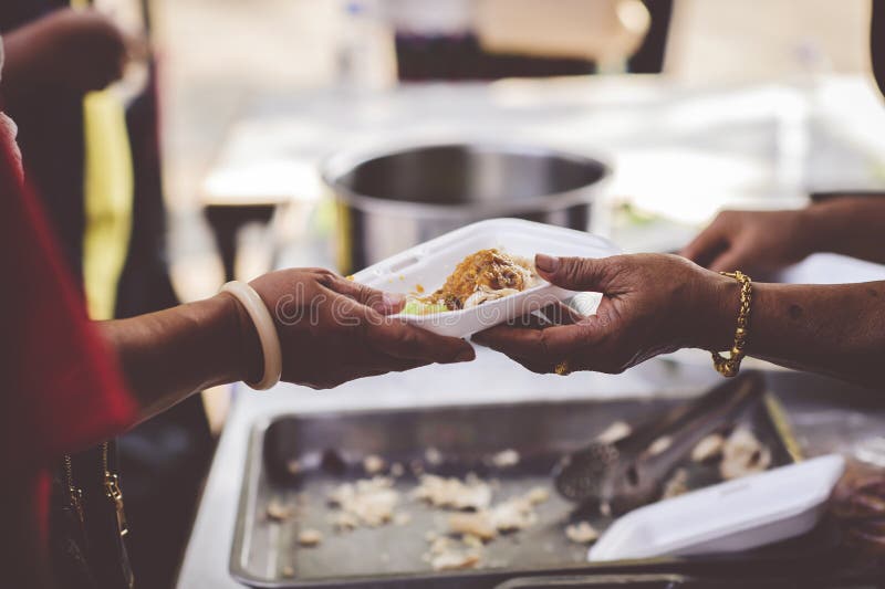 Poverty Concept : Feeding Food To the Poor Stock Photo - Image of ...