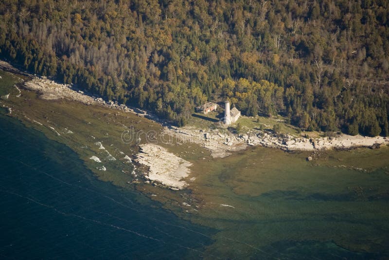 Poverty Island Lighthouse Michigan USA Stock Image - Image of house ...