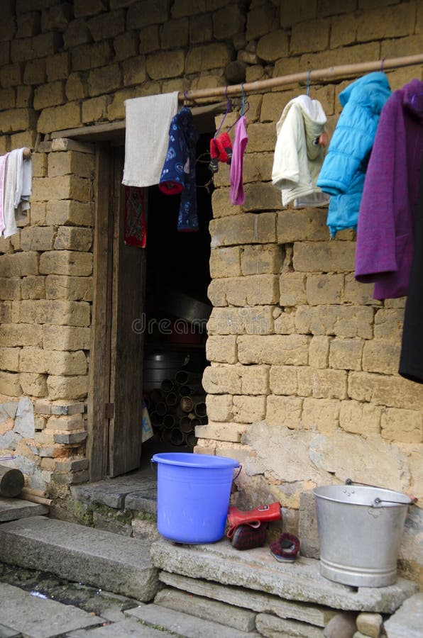 Poverty - Poor Housing in a Village Stock Image - Image of area ...