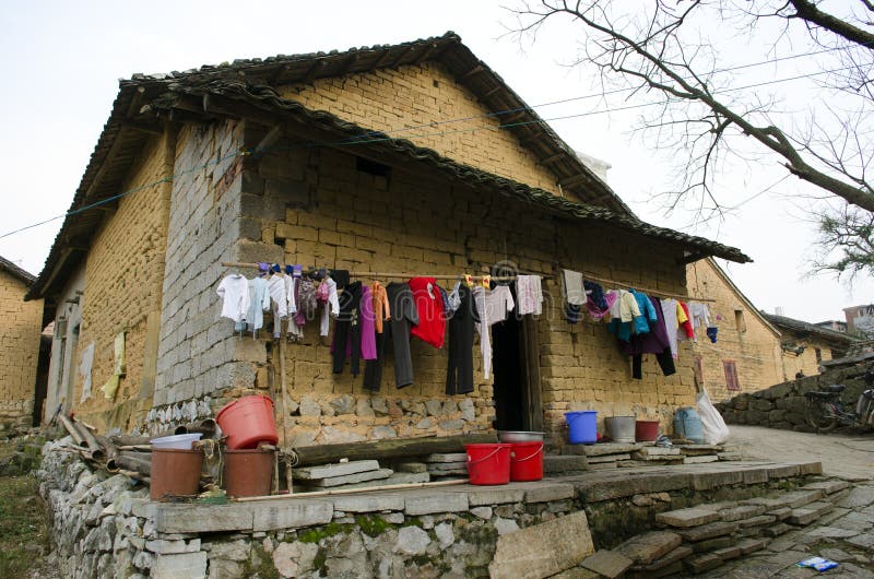 Poverty - Poor Housing in a Village in China Stock Photo - Image of ...