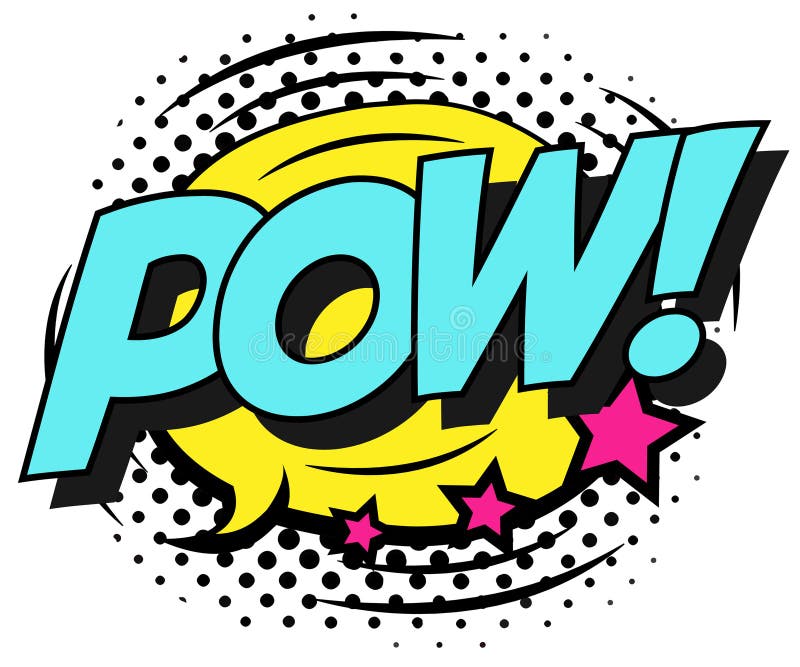 Pow Comic Text on Yellow Dotted Background Stock Vector - Illustration ...