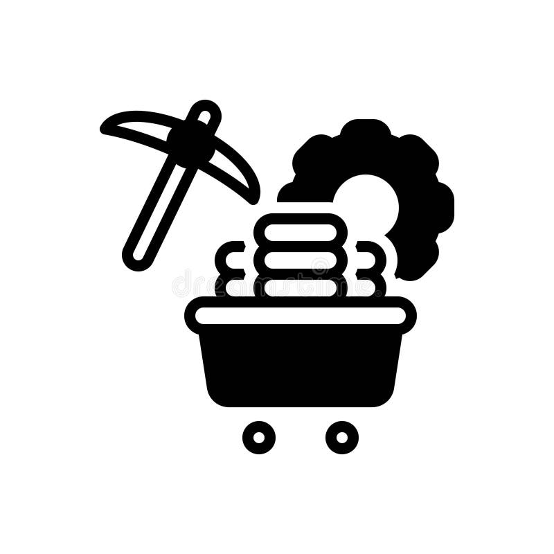 Black Solid Icon for Pow Proof of Work, Pickaxe and Work Stock ...